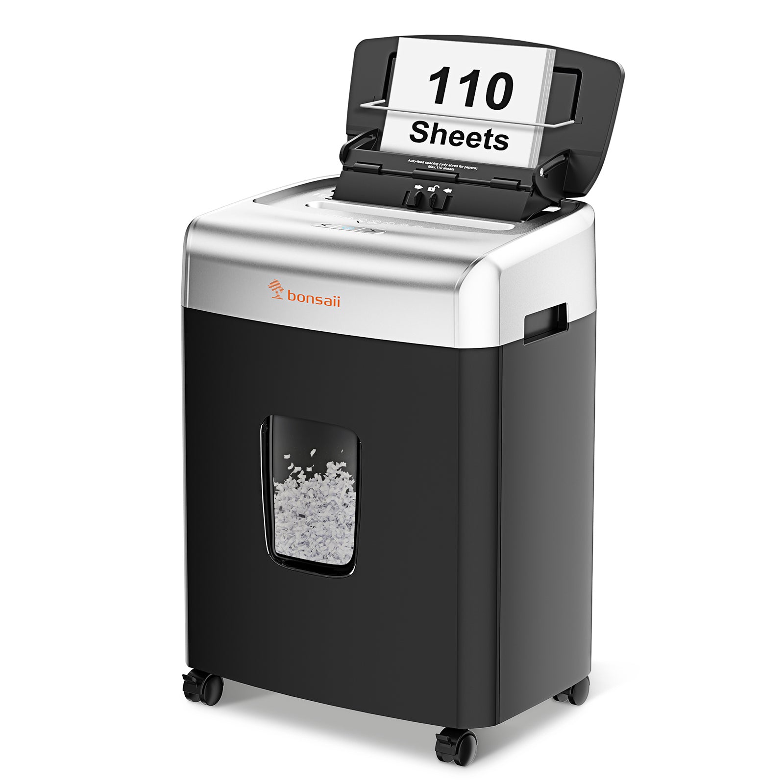 Bonsaii Office Shredder 110-Sheet Auto Feed Micro Cut Heavy Duty Paper