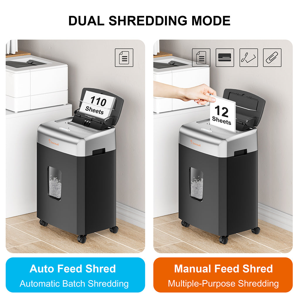 Bonsaii 110-Sheet Micro Cut Paper Shredder Auto Feeder Heavy Duty Pape