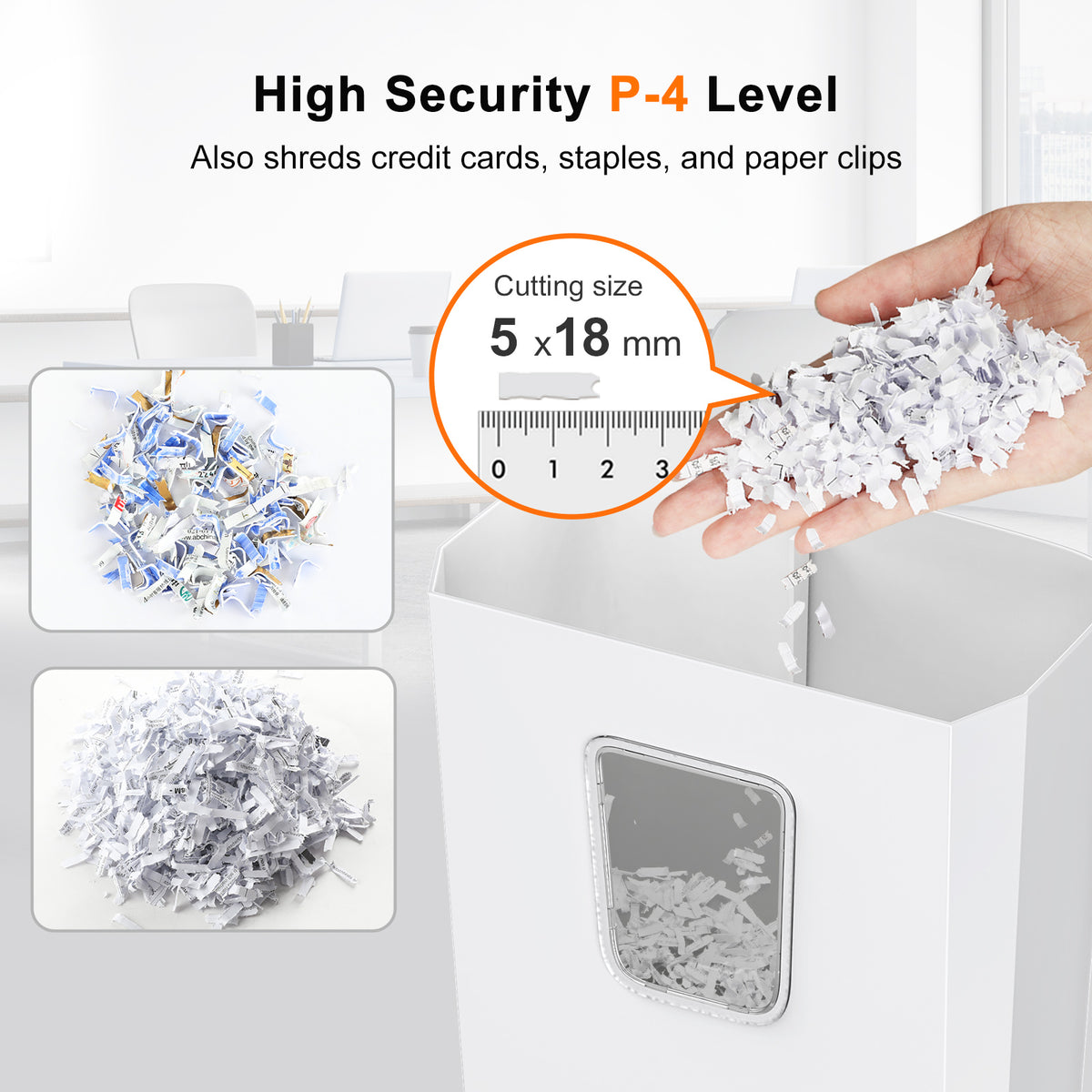 Bonsaii Paper Shredder, 8-Sheet Cross-Cut, P-4 Security, 5x18mm Partic